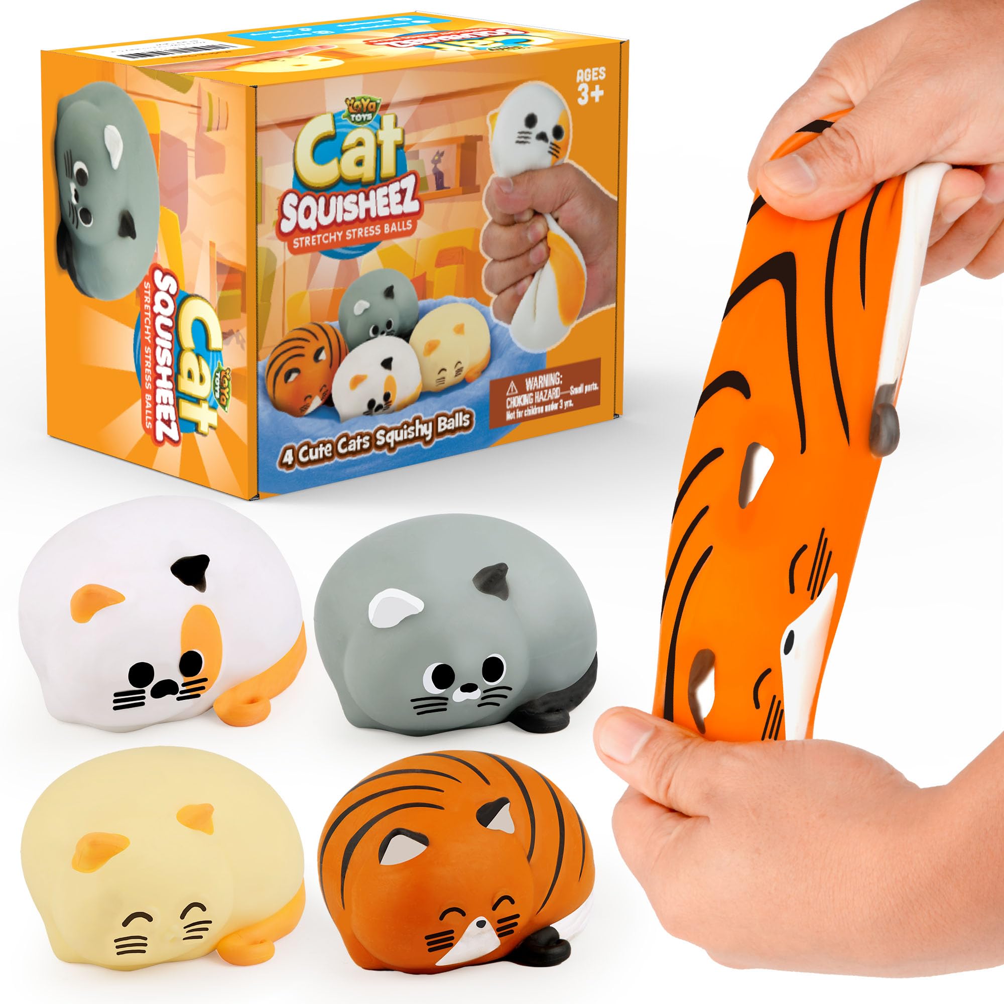 YoYa Toys Squisheez Cat 4Pack - Soft Squishy Kitty Stress Relief Toy ...