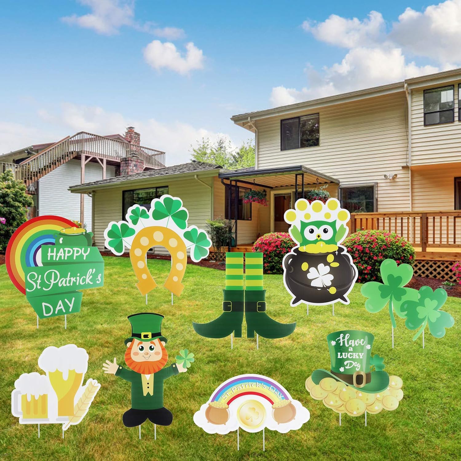 LOCOLO 9 PCS St. Patrick’s Day Yard Sign Irish Saint Paddy’s Day ...