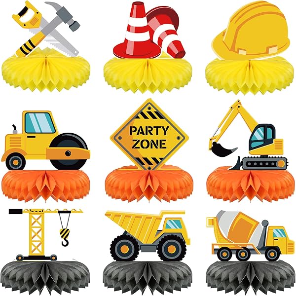 Birthday Party Swirls 36Pcs Construction Party Decorations - Hanging ...