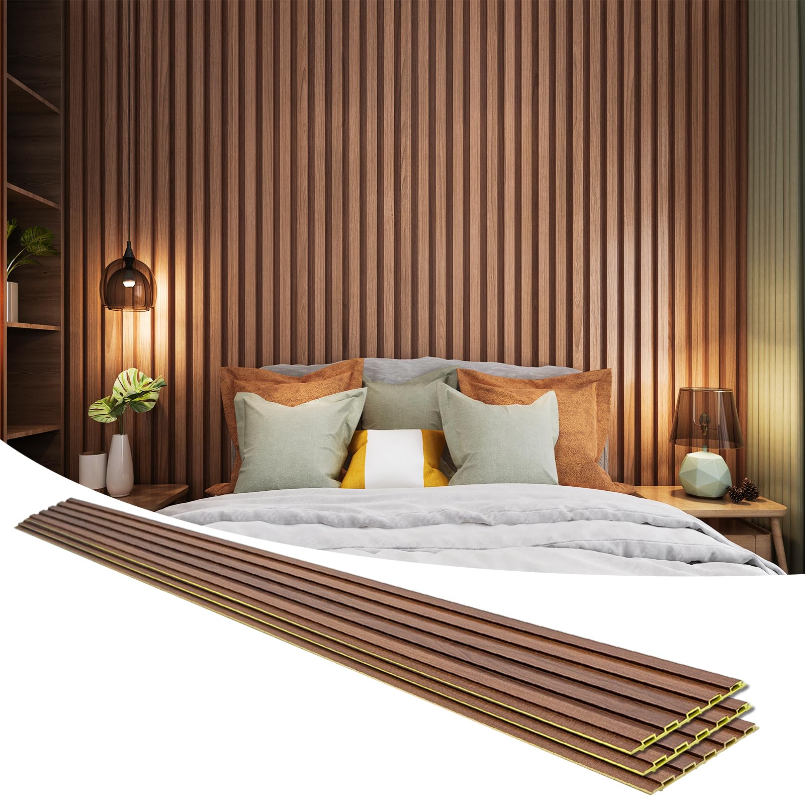 Art3d 8 Pack 96" x 6" WPC Slat Wall Panels, 3D Soundproof Fluted Panel ...