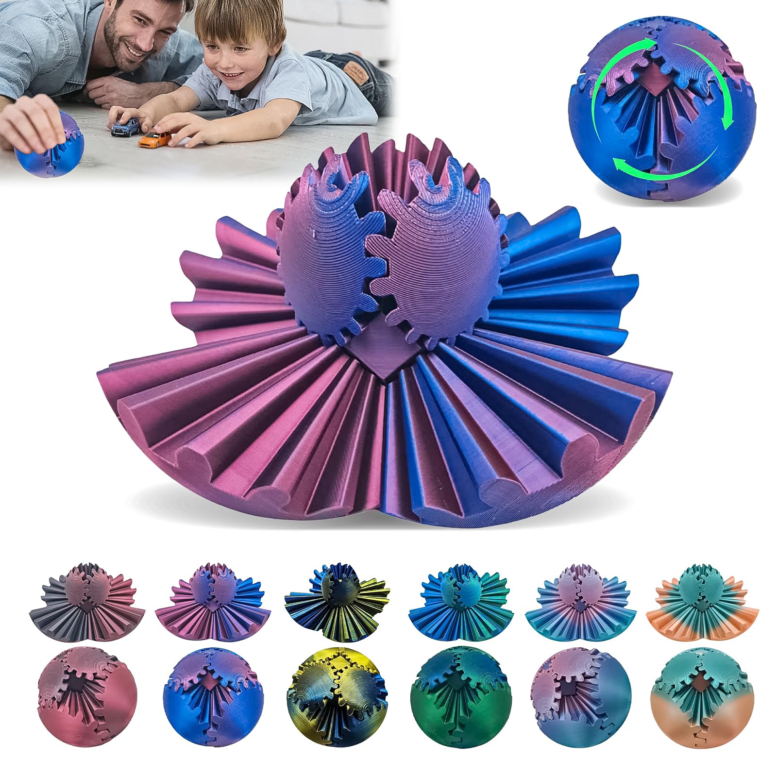 Gear Ball-3D Printed Gear Ball Spin Ball,Gearsphere,Fidget Toy,Gear ...