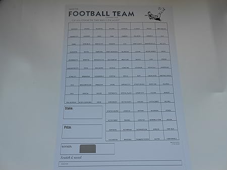 NAME THE FOOTBALL TEAM- SCRATCH CARDS SET OF 10 - a4 size 100 space ...