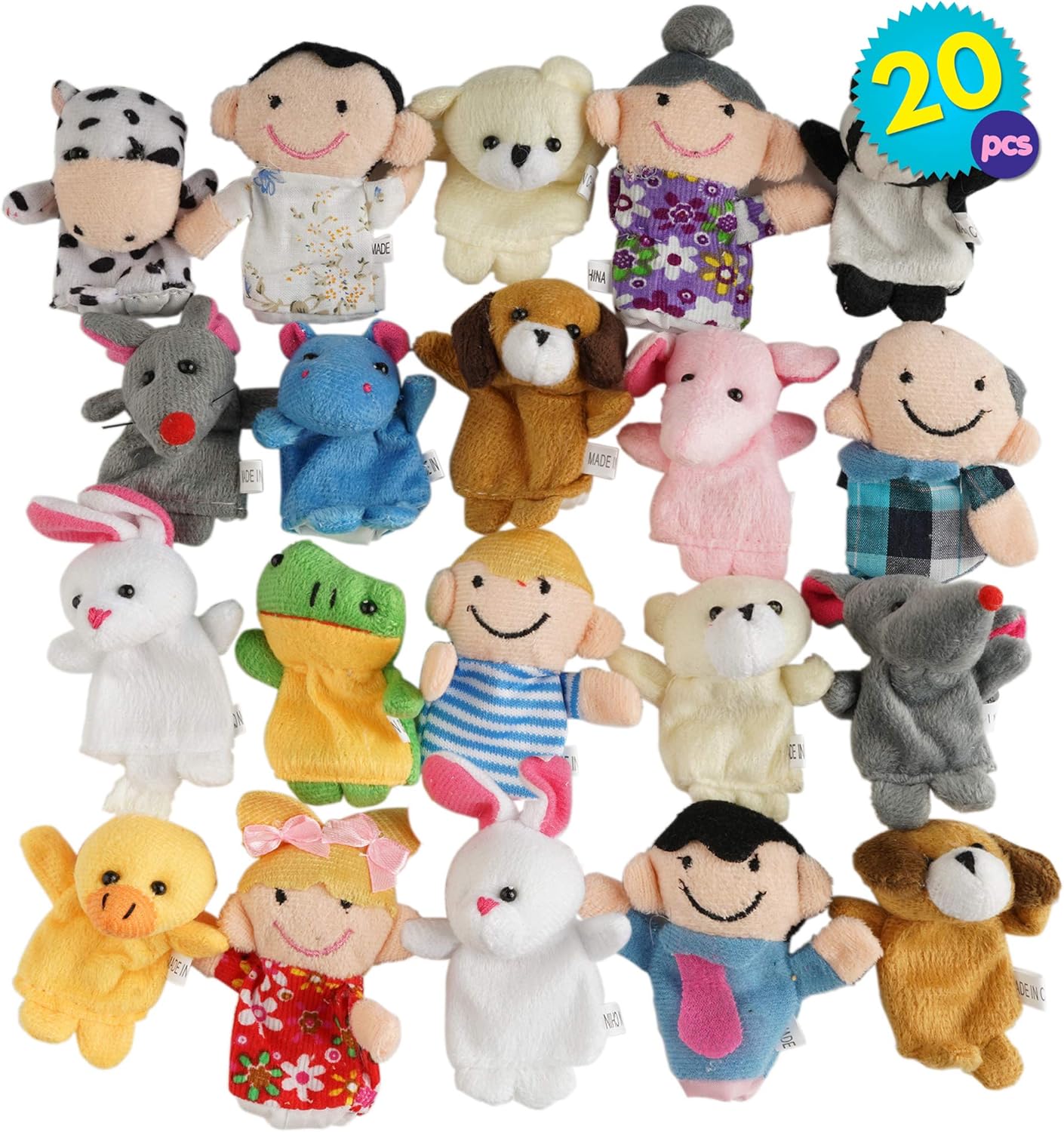 THE TWIDDLERS 20pcs Finger Puppets | Animal Plush Puppet | Story Show ...