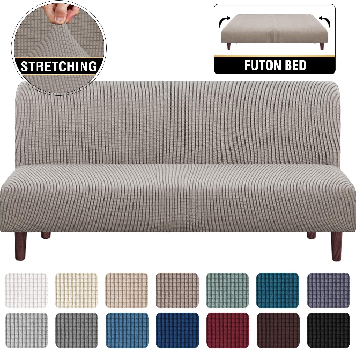 Amazon.com: Stretch Armless Futon Cover Futon Slipcover Full Queen Size ...