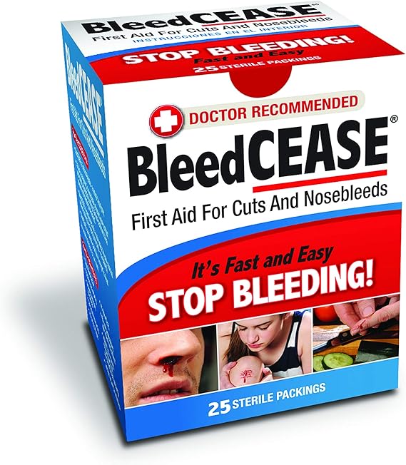 Bleedcease First Aid for Cuts and Nosebleeds Sterile Packings, 25 Count ...