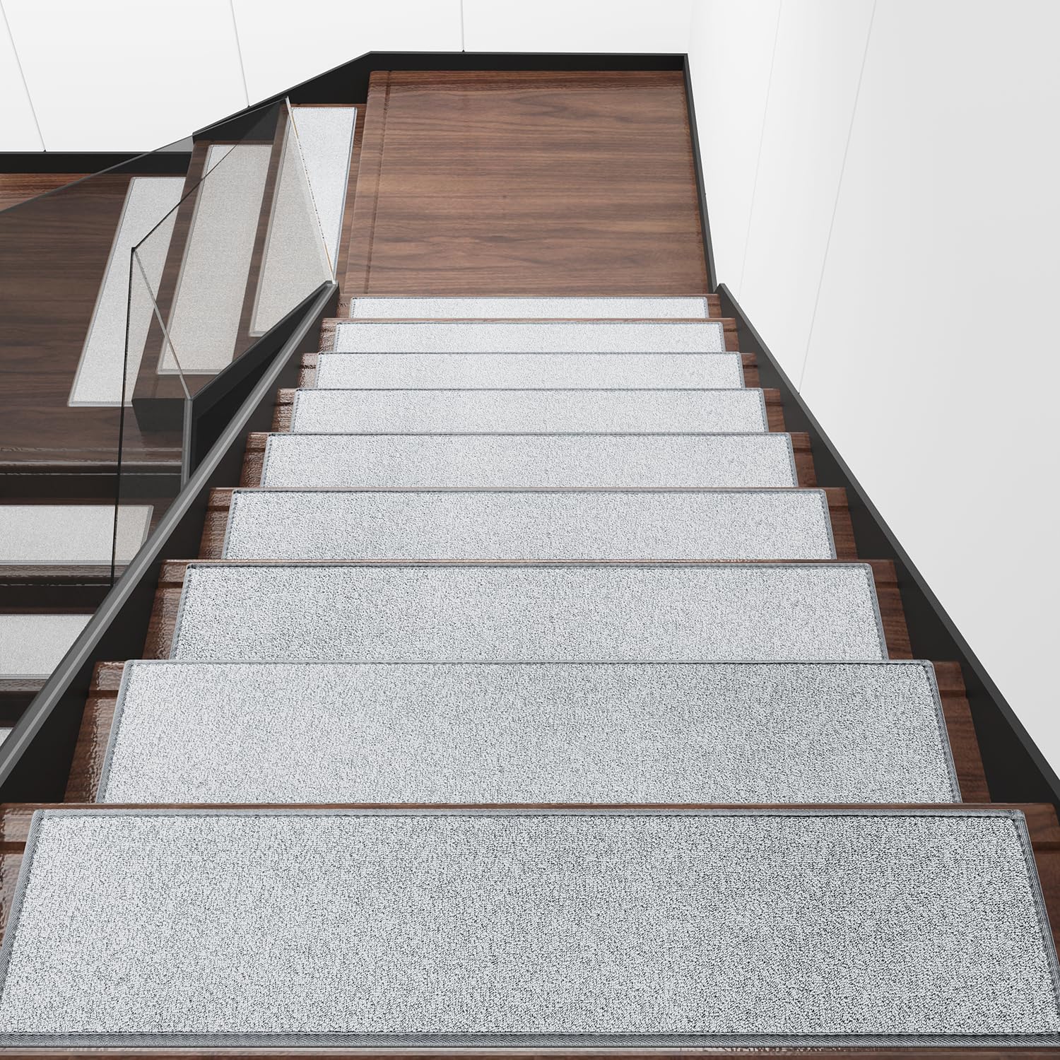 Hargiis Stair Treads for Wooden Steps Non-Slip Carpet, 4 PCS Polyester ...