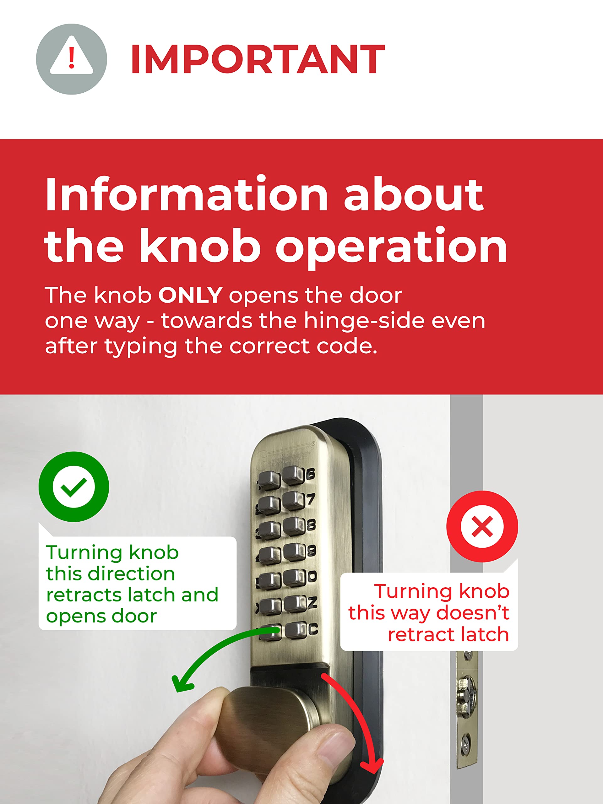 Mua JOUNJIP Mechanical Keyless Combination Latch Door Lock [Flat ...