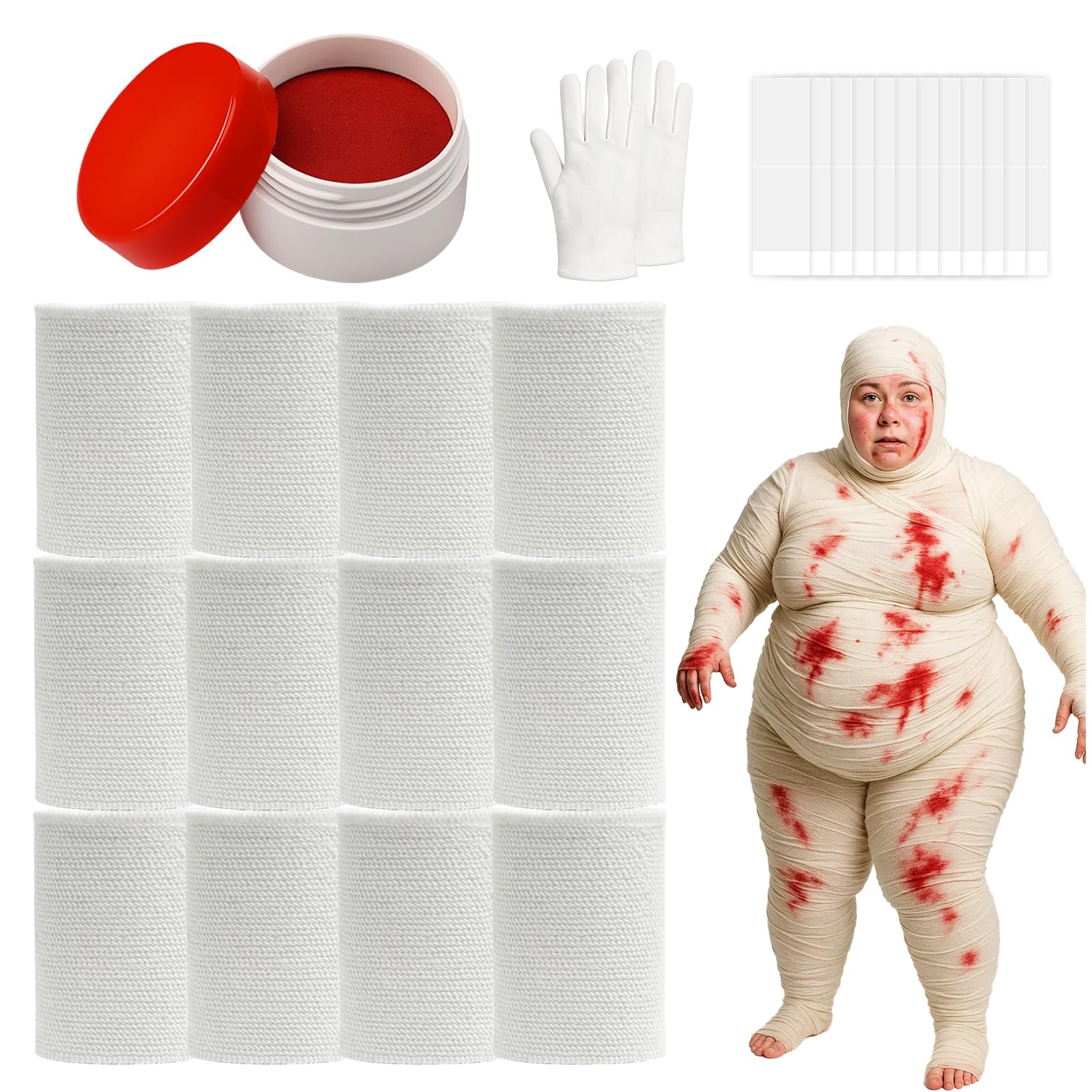 60 Yards 12 Rolls Halloween Mummy Wrap Costumes, Mummy Wrapping Cloth ...