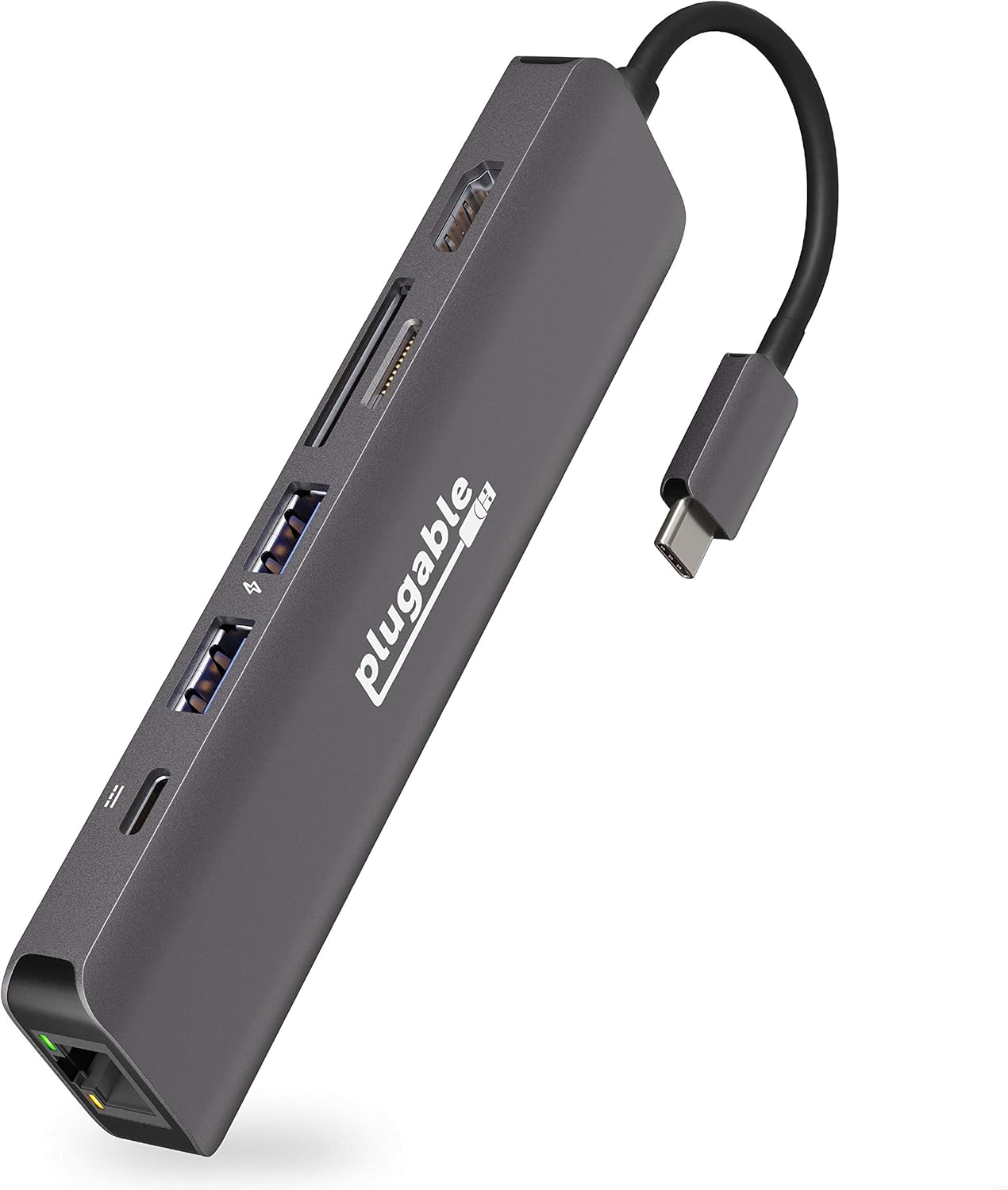 Plugable 7-in-1 USB C Hub Multiport Adapter with Ethernet - Compatible with Mac, Windows ...
