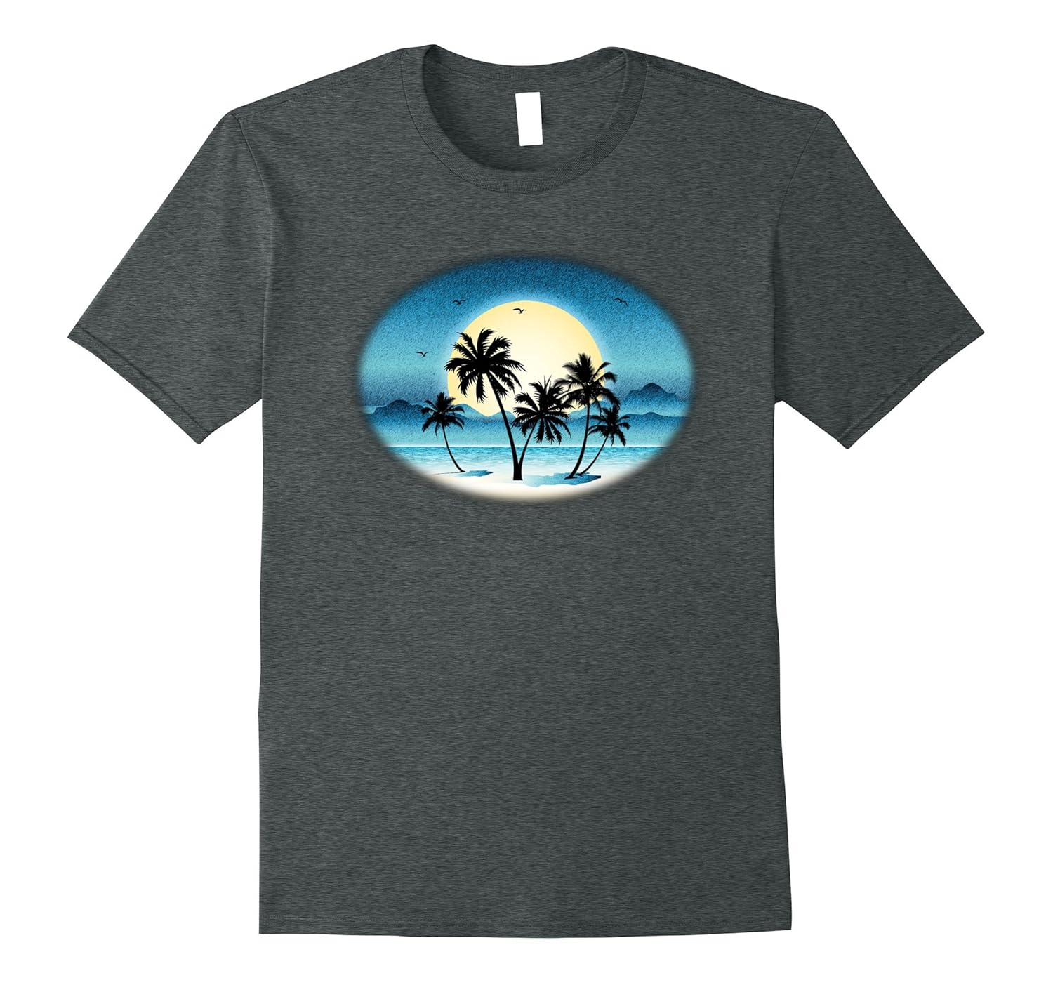 Tropical Island Summer Beach Scene Surf T-Shirt-PL – Polozatee