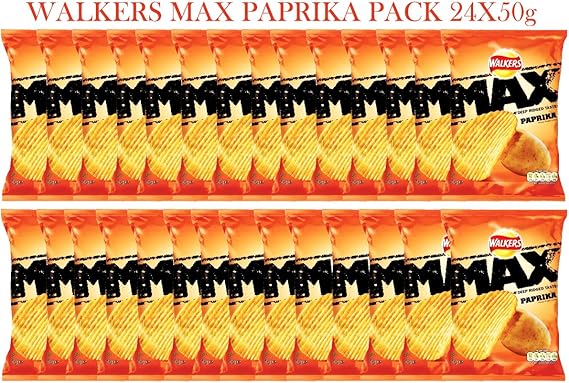 WALKERS MAX PAPRIKA POTATO CRISPS 24 X 50g: Amazon.co.uk: Grocery