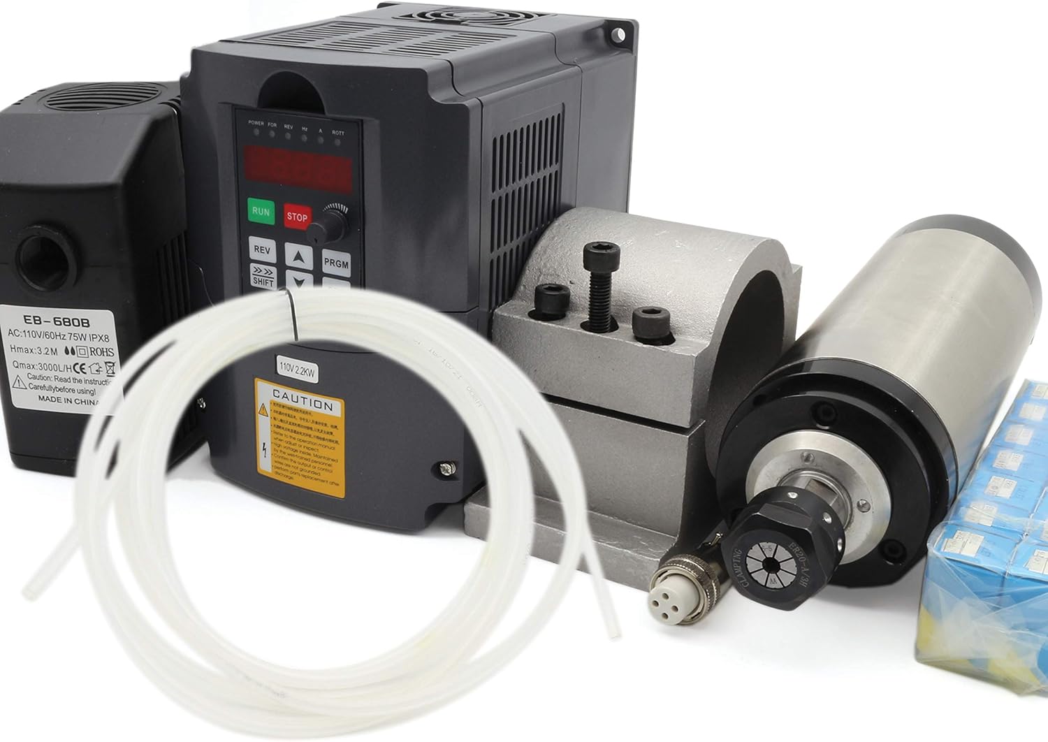 2.2KW Water Cooled Spindle Motor ER20 24000rpm 400Hz+2.2KW VFD Inverter ...