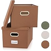 Amazon.com: ZICOTO Decorative File Organizer Box Set of 2 - Collapsible ...