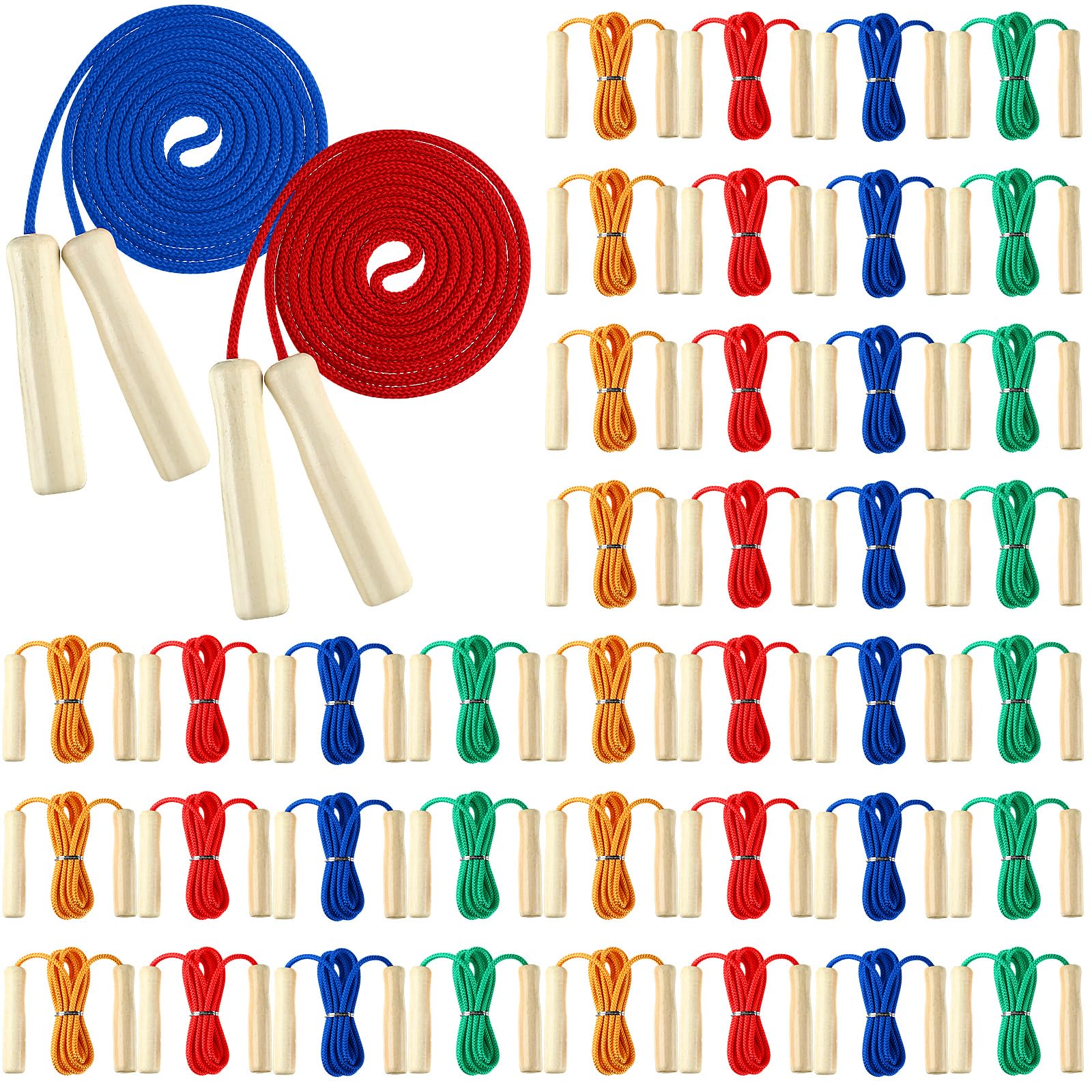 Sonwyoung 30 Pack Jumping Rope Bulk with Wooden Handles 8.53 Ft ...