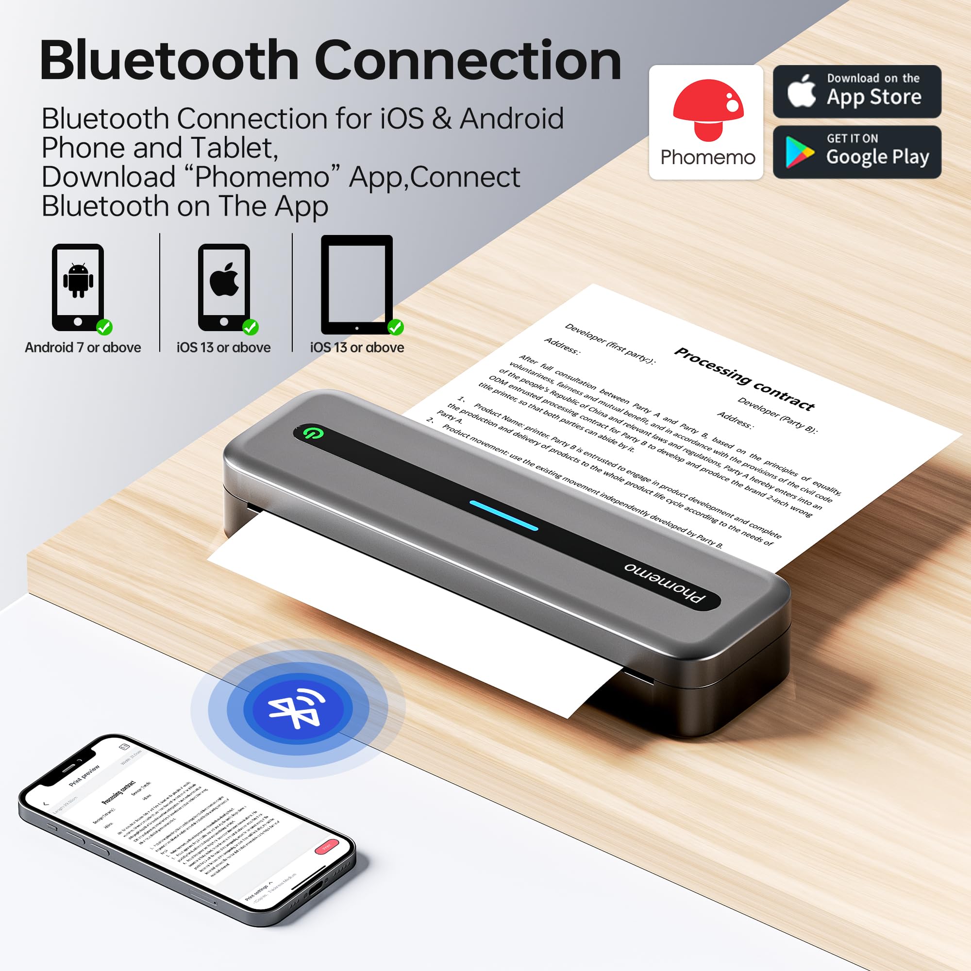 Mua Phomemo Portable Printers Wireless for Travel, Bluetooth Inkless ...