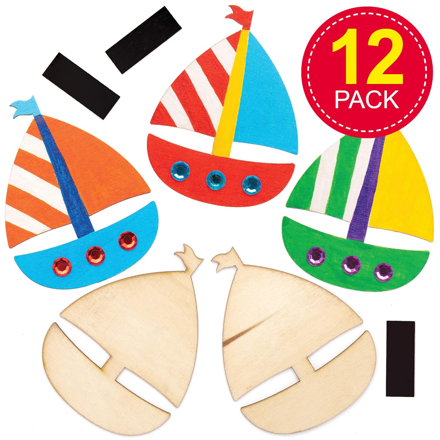 Baker Ross AT819 Sailing Boat Wooden Fridge Magnets – Pack of 12, Make ...