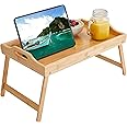 Amazon.com - JumblWare Bamboo Bed Tray Portable Wooden Breakfast in Bed Serving Table Set with ...