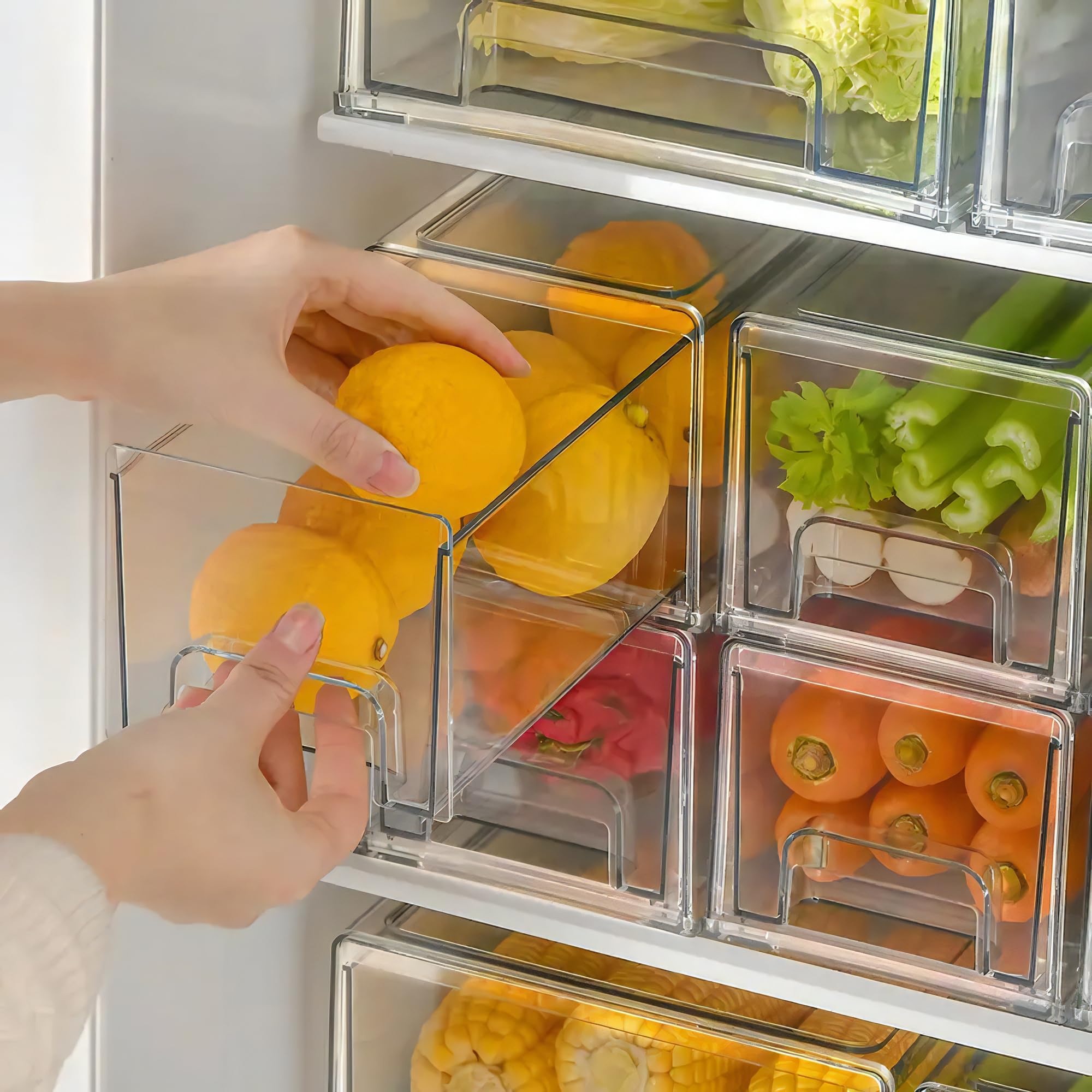 Mua MANO 2Pack Clear Fridge Drawers Pull Out Stackable Refrigerator ...