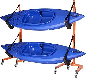 Rolling Kayaks Rack Storage- Self Standing Two Kayaks Cradles With ...