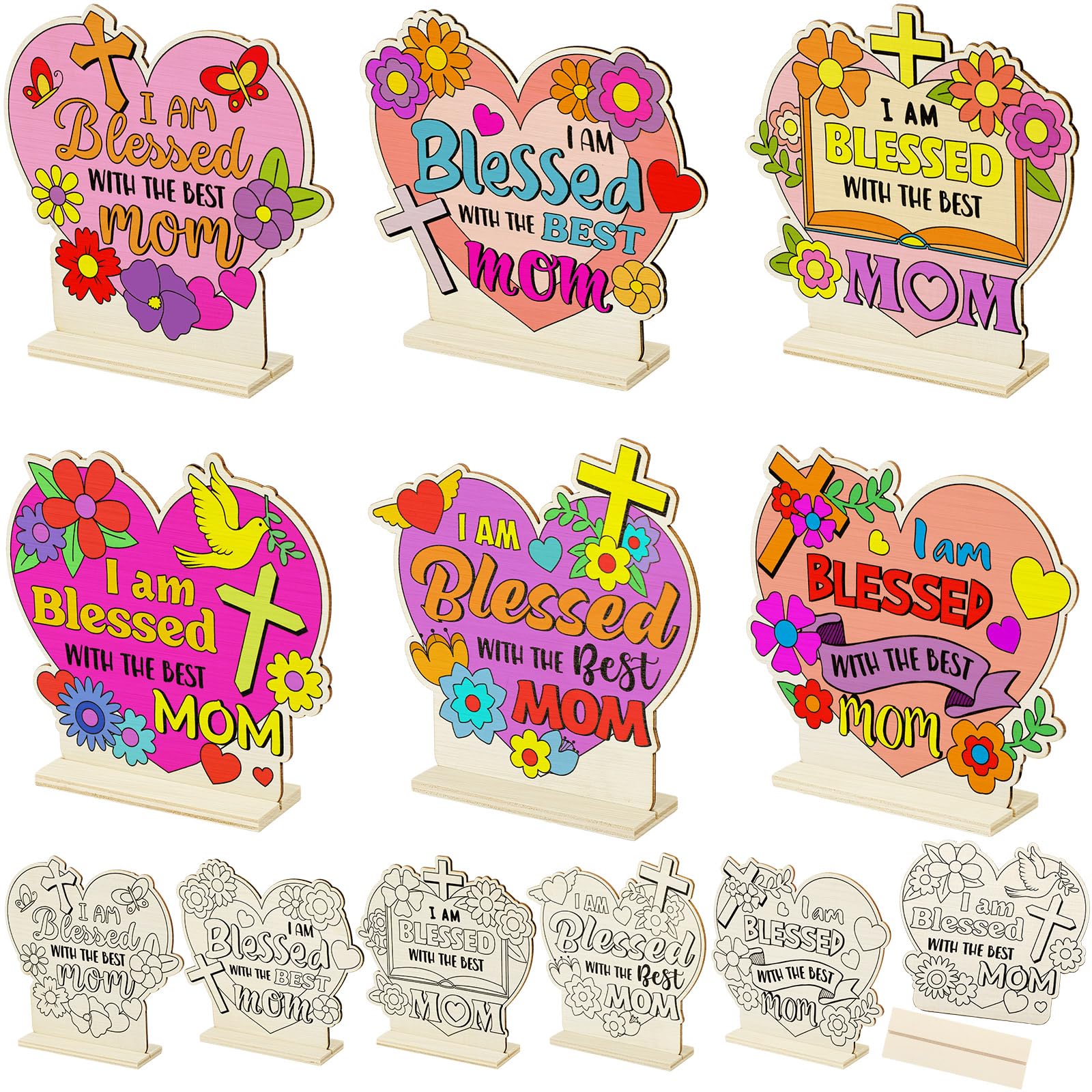 Vercraft 24 Set Mother's Day Crafts for Kids Bulk DIY Color Your Own ...