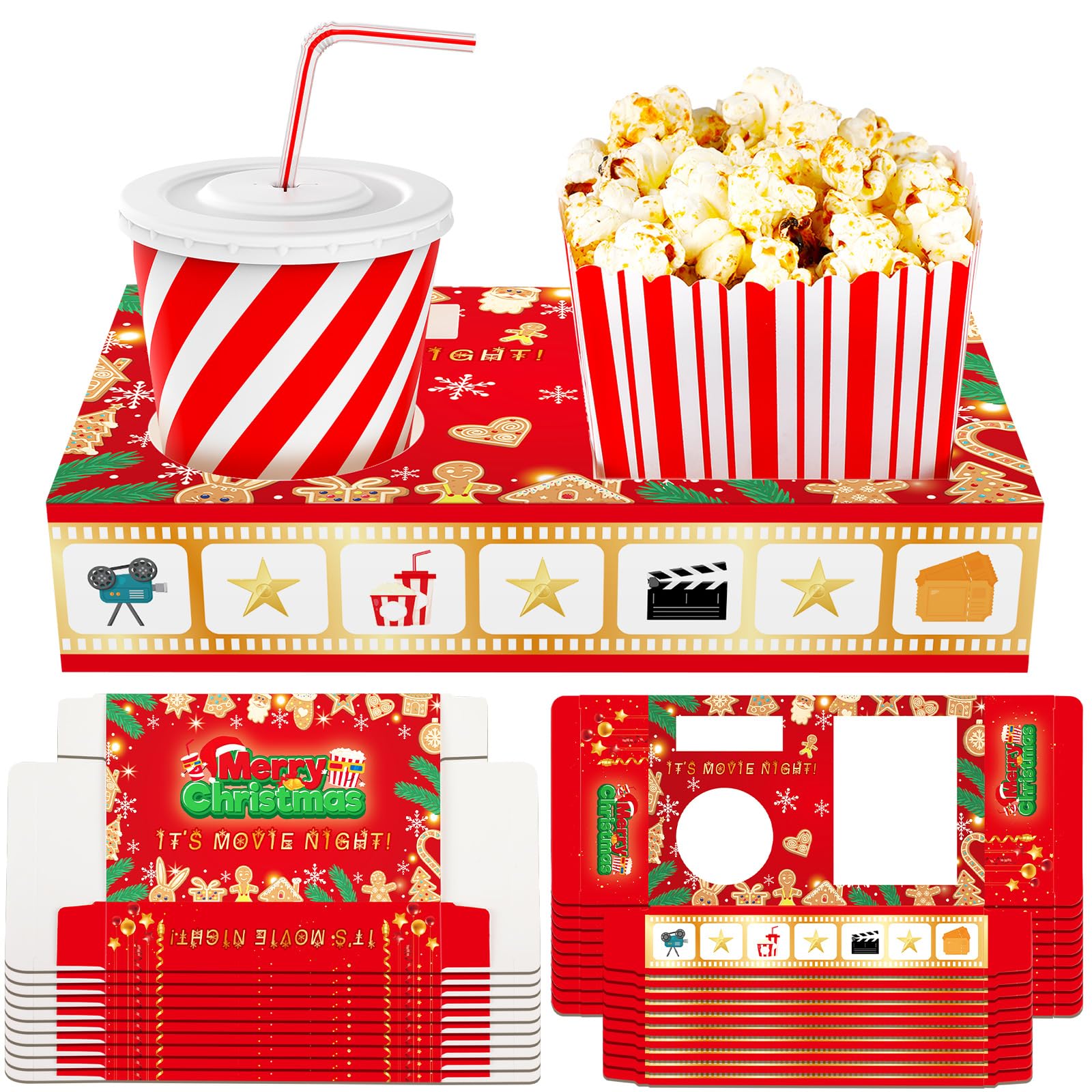 Dunzoom 20 Pcs Movie Night Supplies Movie Night Paper Snack Trays ...