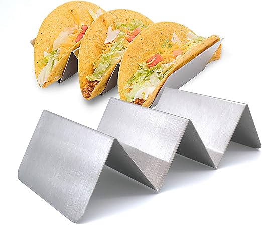 Set of 4 Rack Holder Plate Taco Holder Stand Soft Edges Stainless Steel ...