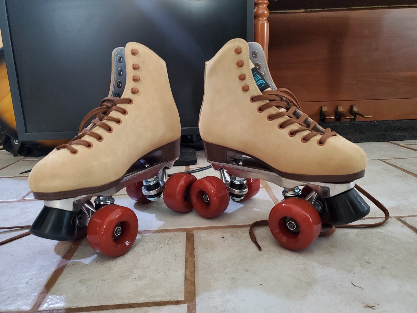 $42/mo - Finance Sure-Grip 1300 Tan Suede Roller Skates | Buy Now, Pay ...