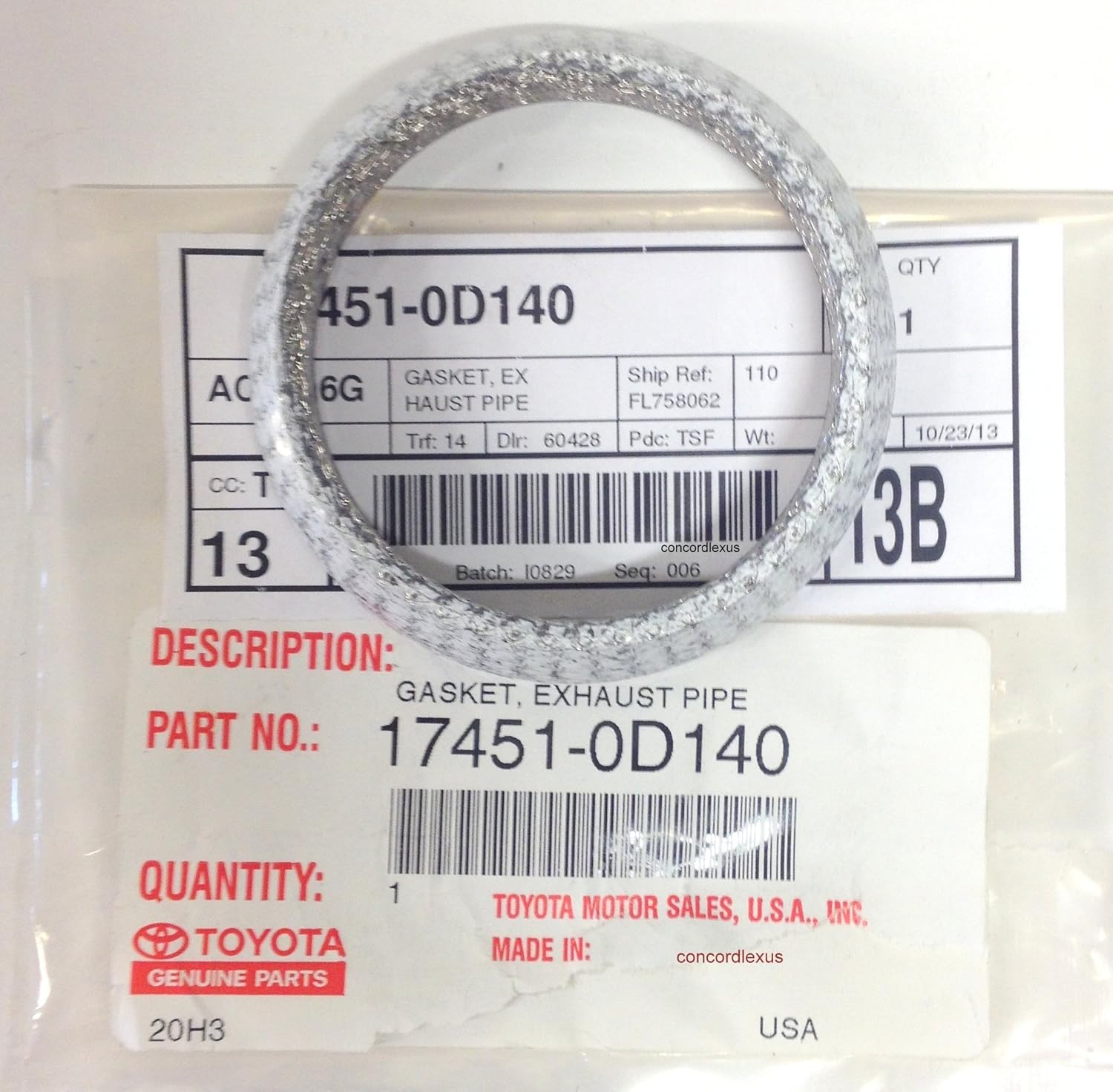 Amazon.com: Lexus 17451-0D140, Catalytic Converter Gasket: Automotive