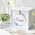 Amazon.com: OurWarm White Wedding Card Box with Lock, PVC Gift Card Box with Blue Wreath ...