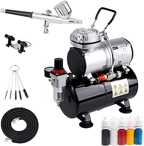 Amazon.com: Timbertech Airbrush Kit With Compressor AS-186K With ...