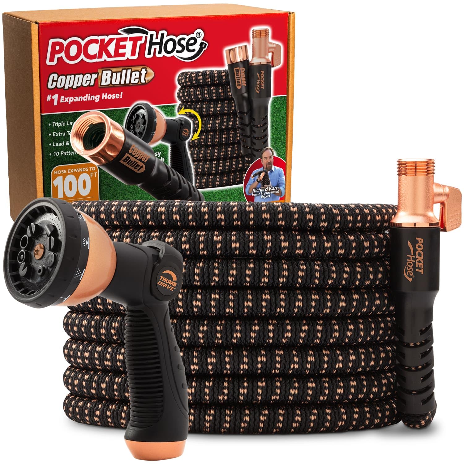 Mua Pocket Hose Copper Bullet Expandable Garden Hose w/10 Pattern Thumb ...