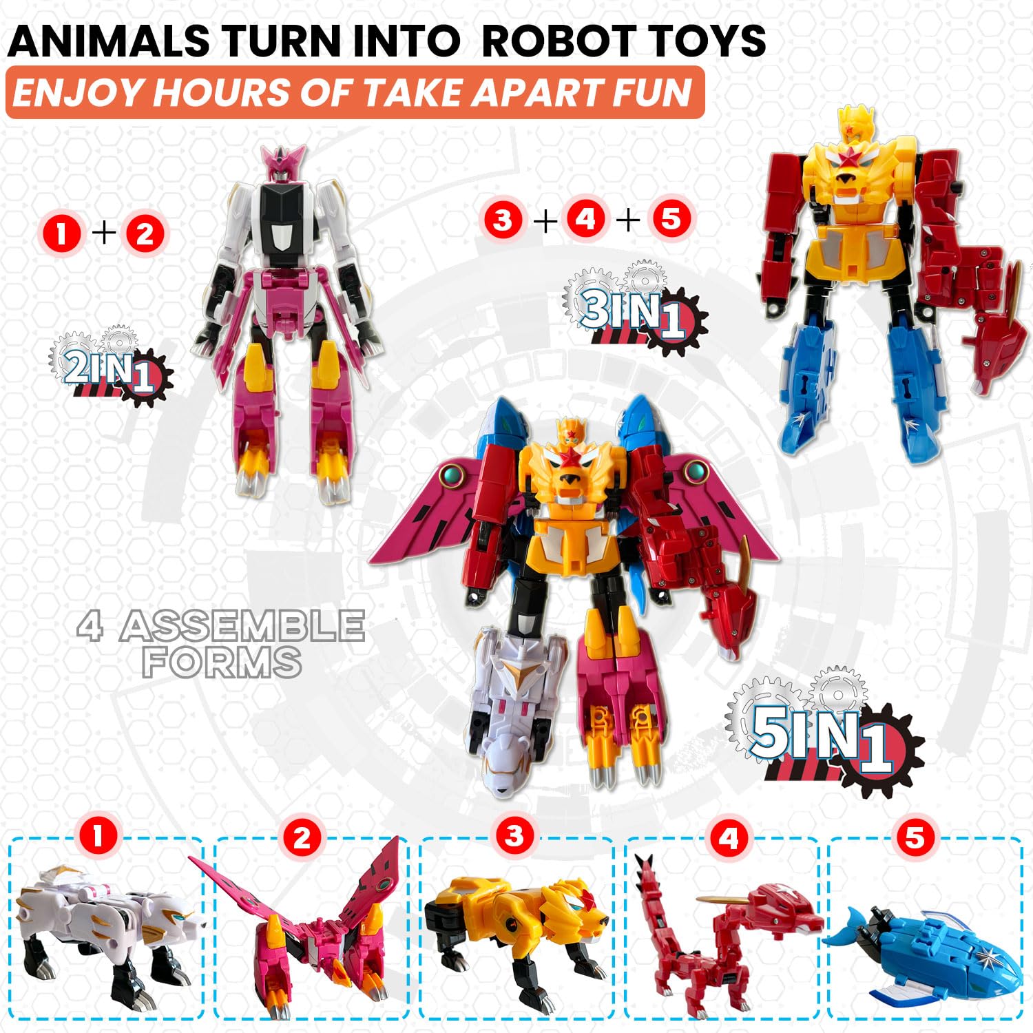 Mua Wenbeier Animals 5-in-1 Combined Large Robot Toys Take Apart Toys ...