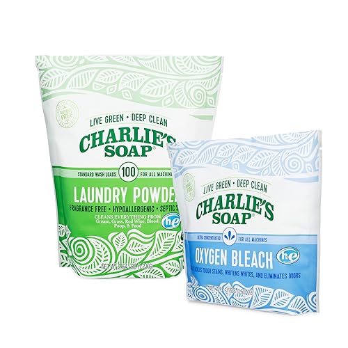 Charlie’s Soap Laundry Powder (100 Loads, 2.64 lb) and Oxygen Bleach ...