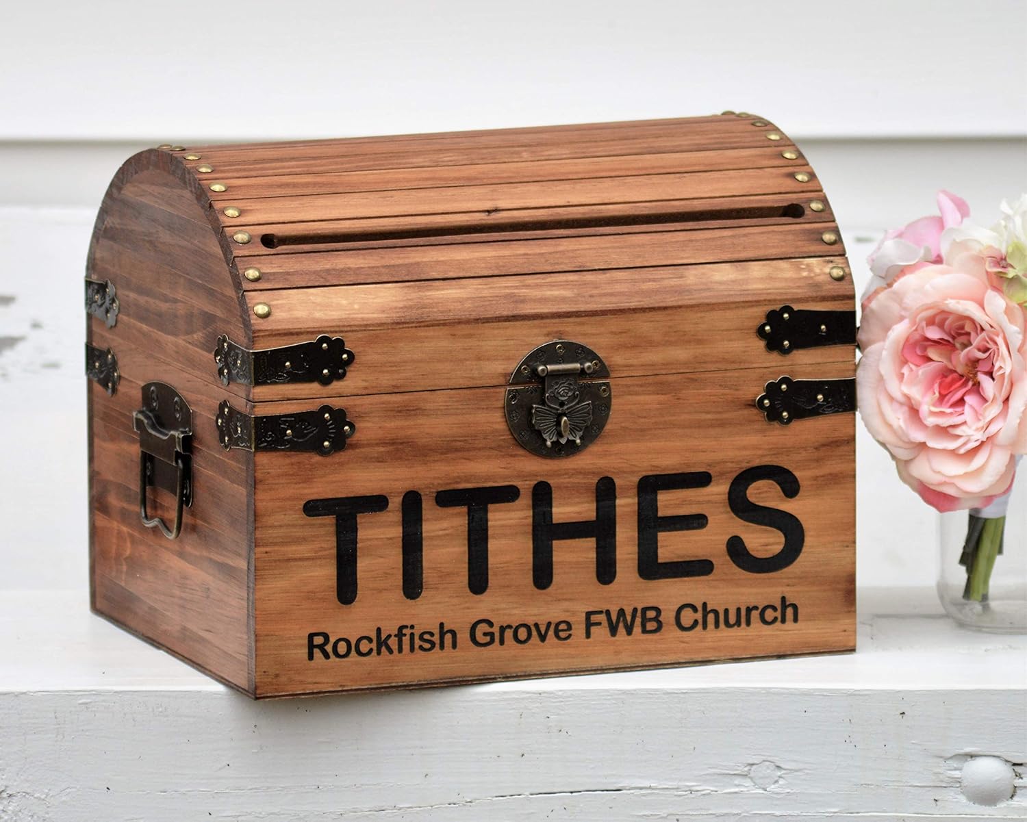 Amazon.com: Wooden Tithes Box for Church Collections with Lock and Key ...