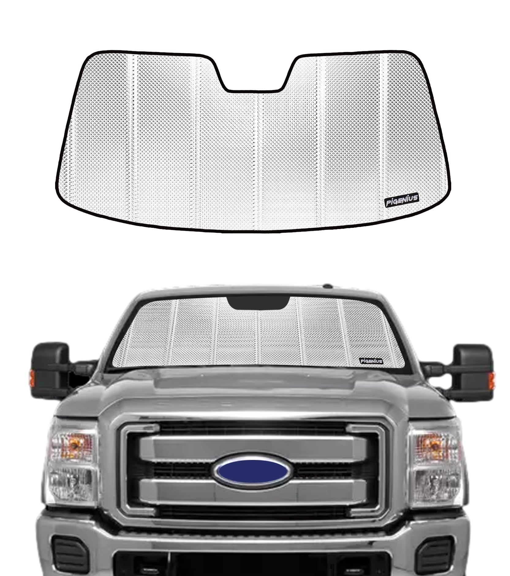 Pigenius Windshield Sun Shade for Ford F250/F350 2008-2016. Reflective ...