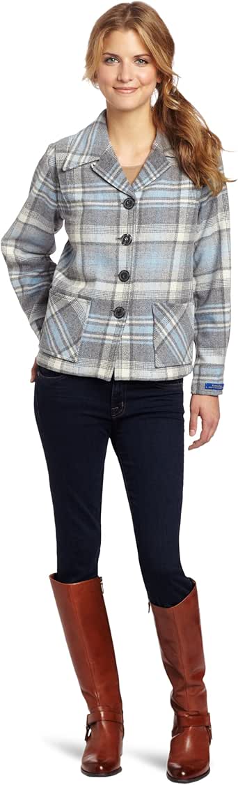 Amazon.com: Pendleton Women's Petite Pendletons First 49er Jacket, Grey ...