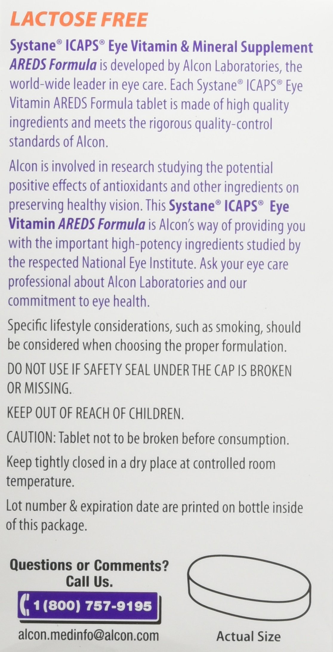 ICaps AREDS Formula Dietary Supplement Coated Tablets, 120 Count Bottle ...