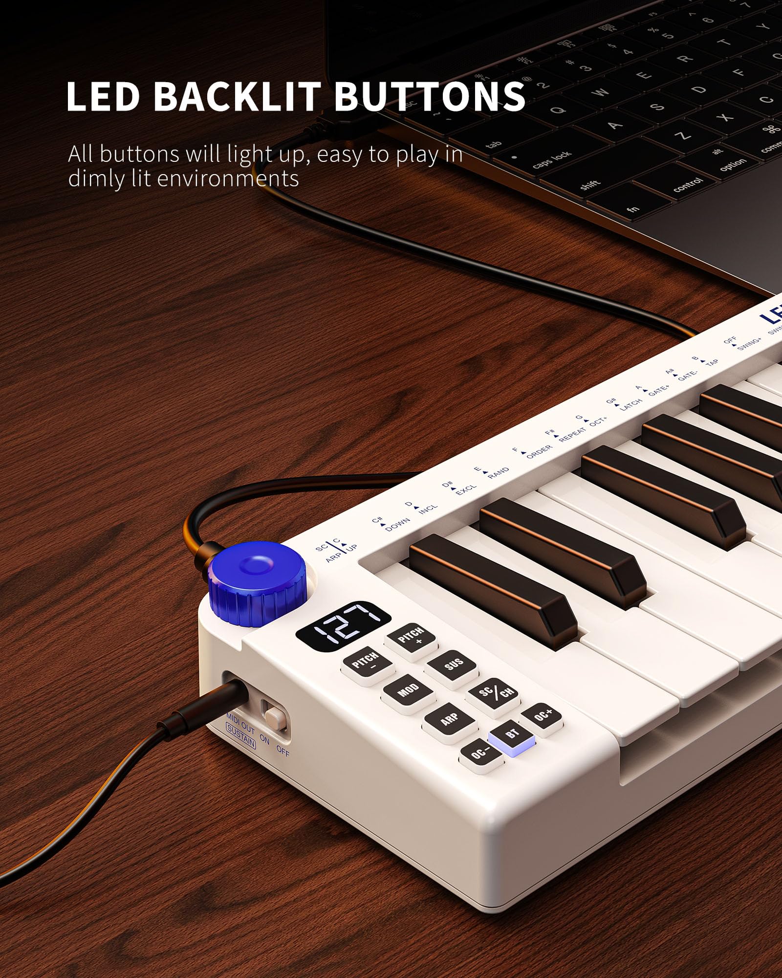 Mua LEKATO Mini MIDI Keyboard, 25 Key MIDI Controller Bluetooth MIDI Keyboard with Velocity ...