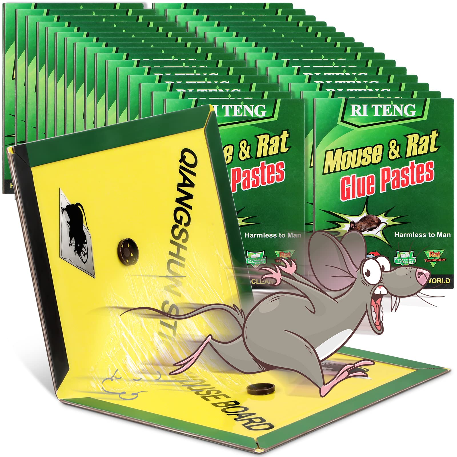 Qualirey 36 Pcs Large Mouse Traps Rat Glue Trap Bulk Adhesive Mouse ...