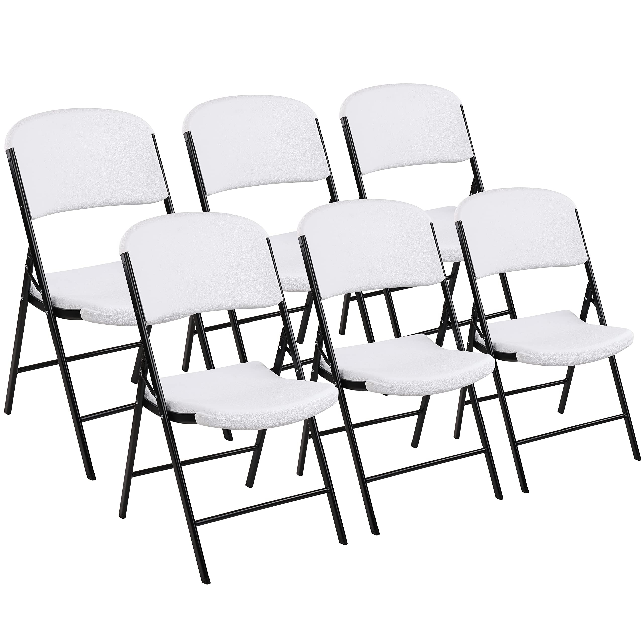 6 Pack Folding Chairs, Heavy Duty Foldable Plastic Chair with Steel ...
