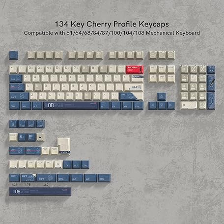 Mua dagaladoo Retro Japanese Anime PBT keycaps,Beige/Blue Keycaps 60% ...