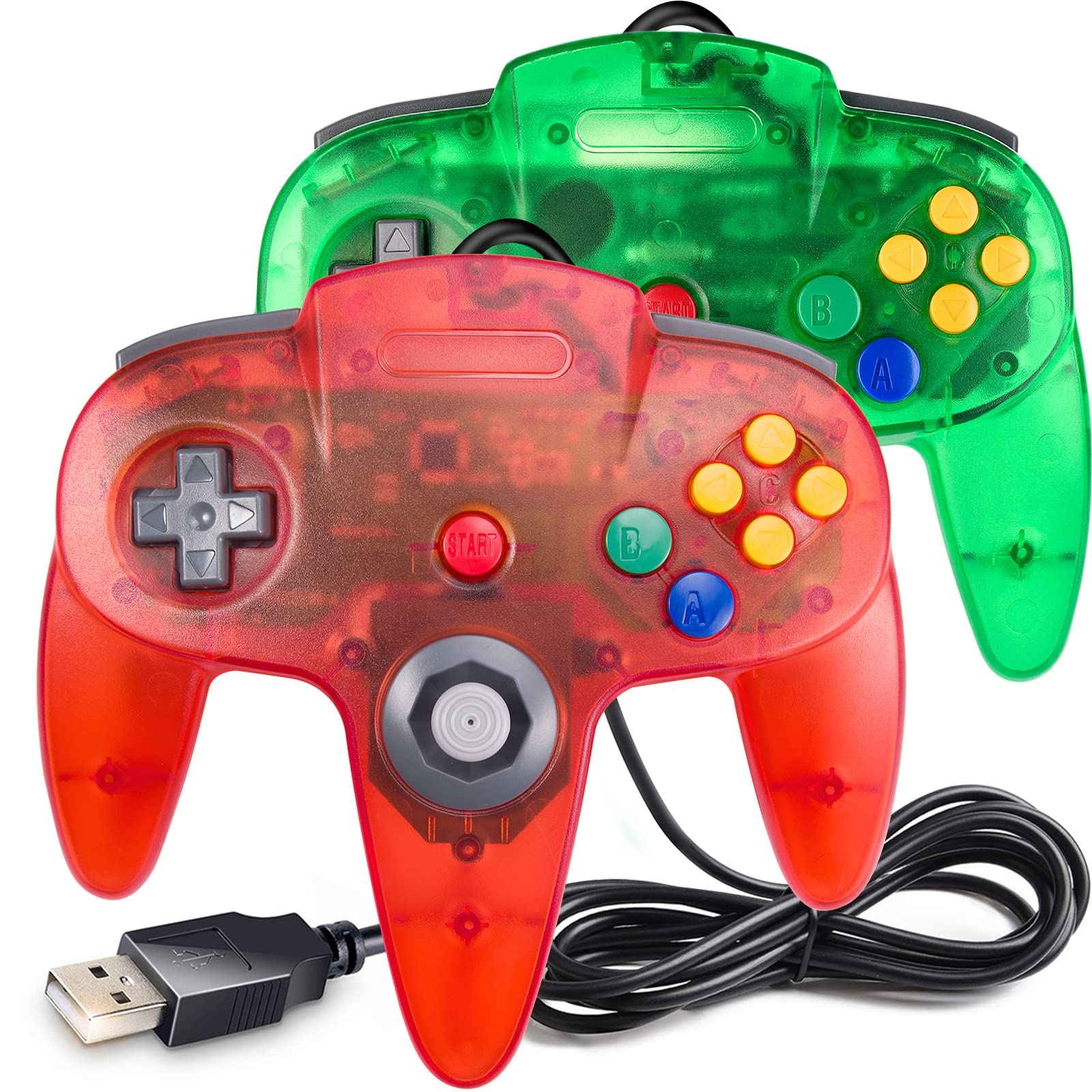 2 Pack Classic N64 Controller, suily N64 Wired USB PC Game pad Joystick ...