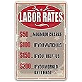 Amazon.com: Labor Rates Tin Sign Funny Mechanic Shop Metal Signs ...