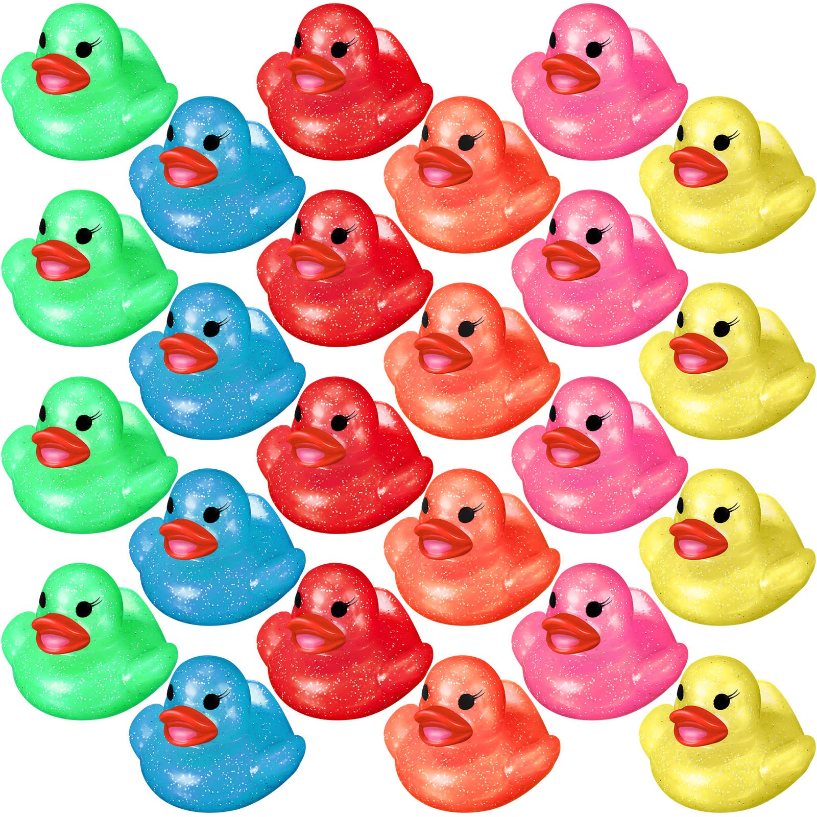 Leitee 60 Pcs Glitter Rubber Duck Assortment Duckies for Kids Colorful ...