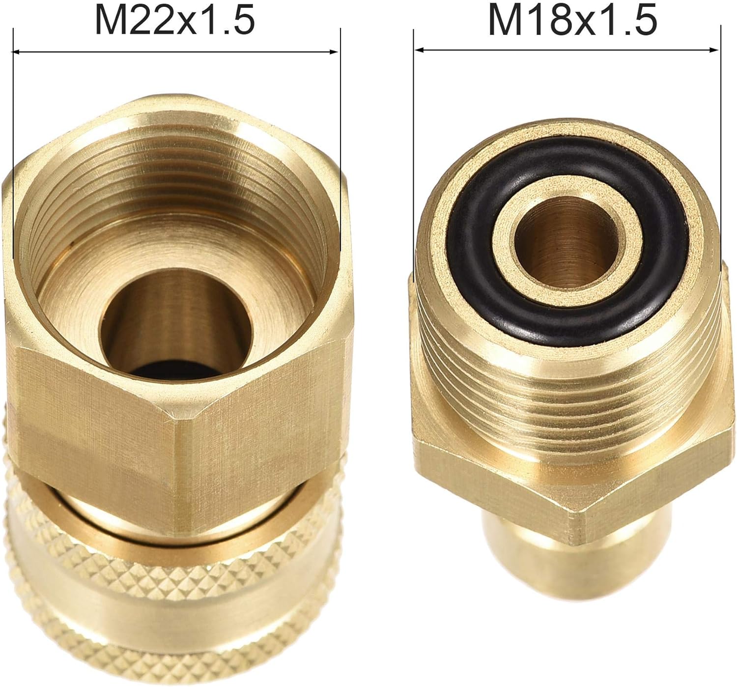 sourcing map Garden Hose Brass Quick Connect Set Fittings M18x1.5 Male ...