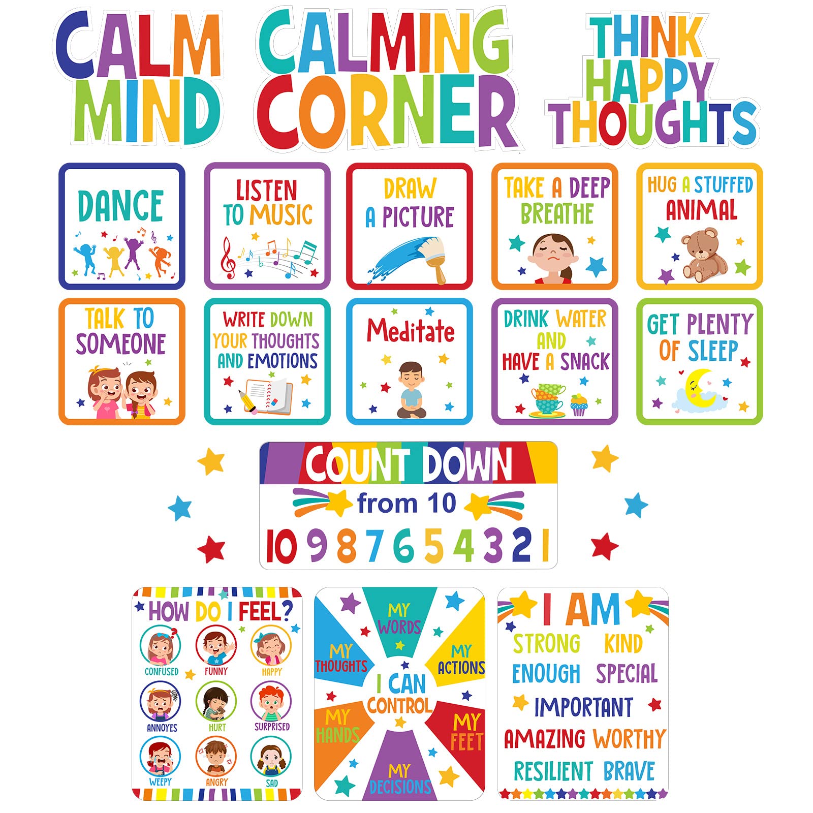 Calm Down Corner Bulletin Board Set for Classroom Decoration Feelings ...