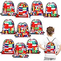 Amazon.com: 16 Pieces World Map Flag Drawstring Bags Let the Adventure ...