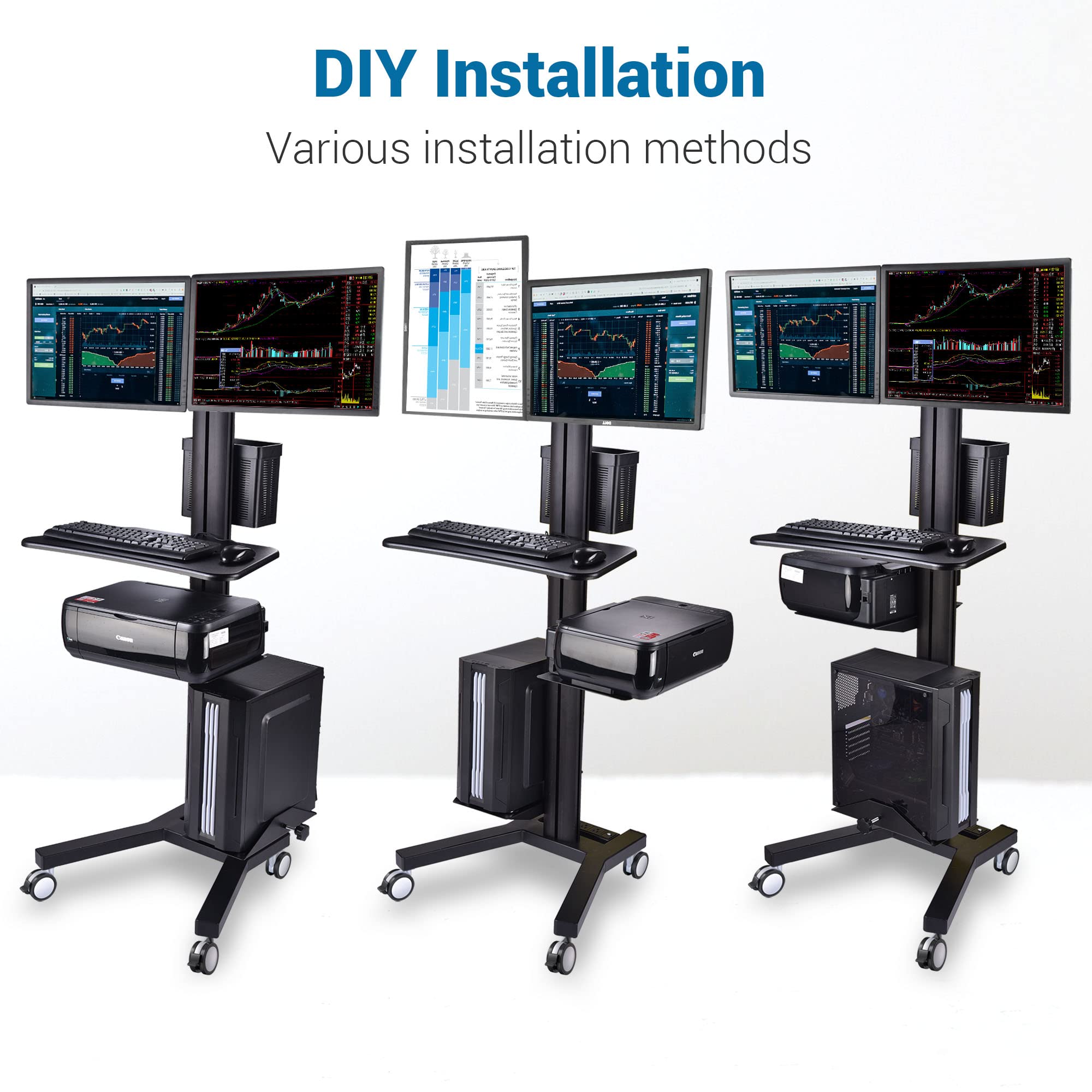 Mua AW Rolling PC Cart Mobile Computer Standing Workstation Moving ...