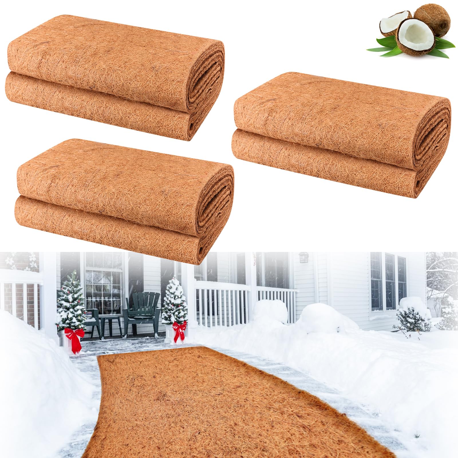 Riare 3 Pack 31 X 80 Inch No Slip Ice and Snow Carpet Mats- Natural ...