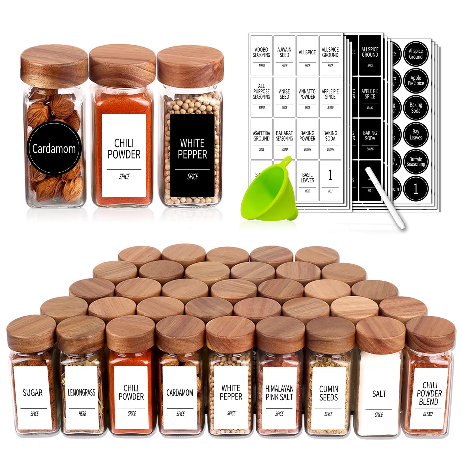 Mua 24 Spice Jars with 547 Labels - Glass Spice Jars with Shaker Lids ...